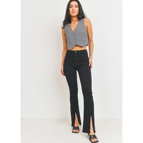 Jeans | Stretch Black Flare Jeans With Front Slits | Poshmark